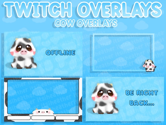Cute Cow Animated Twitch Scenes and Overlay BRB Stream - Etsy