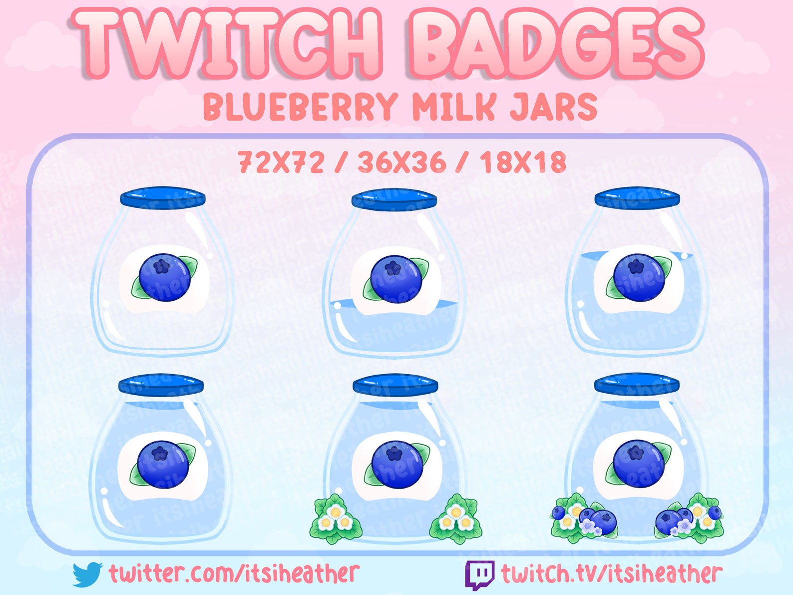 Cute Blueberry Cow Twitch Overlays GIANT Bundle - 4 Scenes, 1 Overlay ...