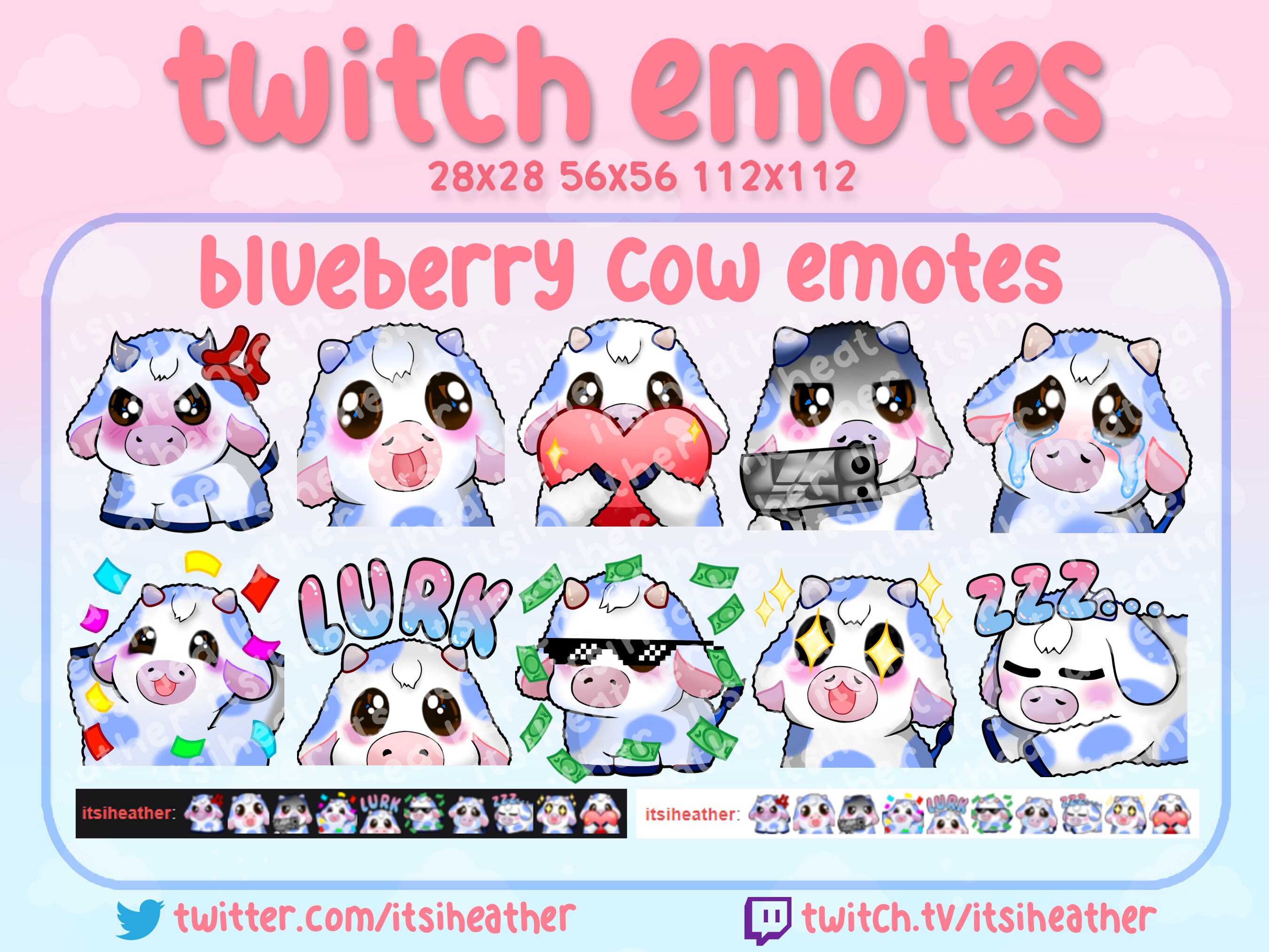 Cute Blueberry Cow Twitch Overlays GIANT Bundle - 4 Scenes, 1 Overlay ...