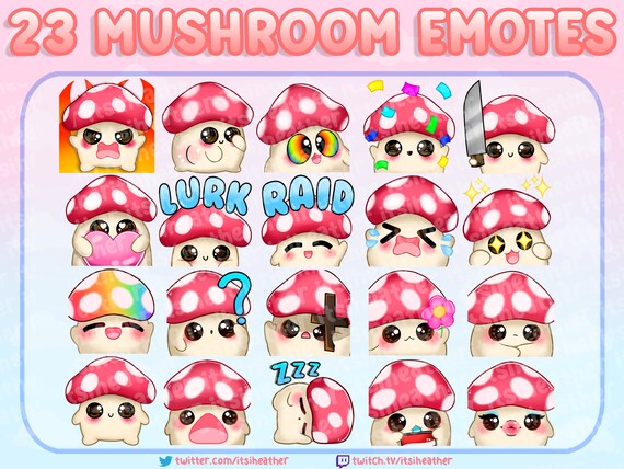 GIANT Set of 20 Cute Mushroom Emotes 3 Animated Emotes - Etsy