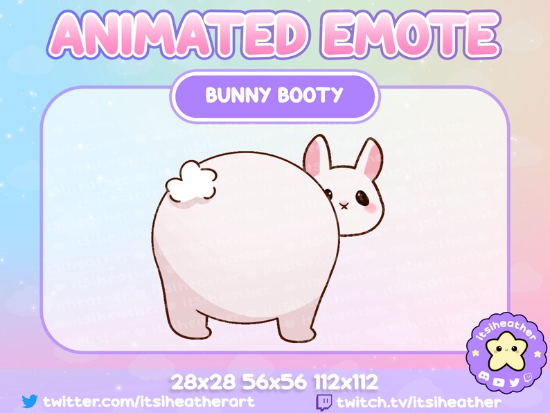 Animated Cute Shaking Booty Bunny Emote - Twitch, Discord, Youtube - Etsy