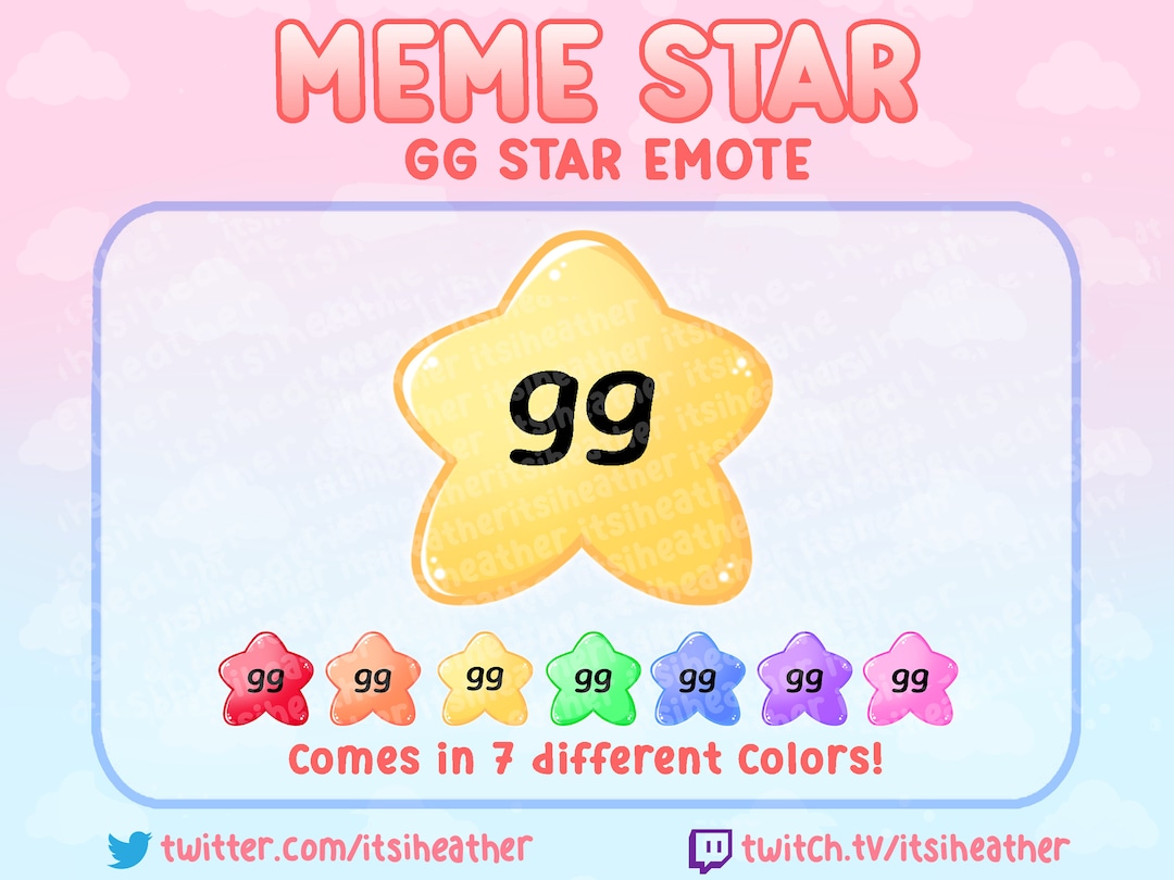 Cute Meme Star Emotes - GG Good Game - 7 Pack - Twitch, Youtube ...