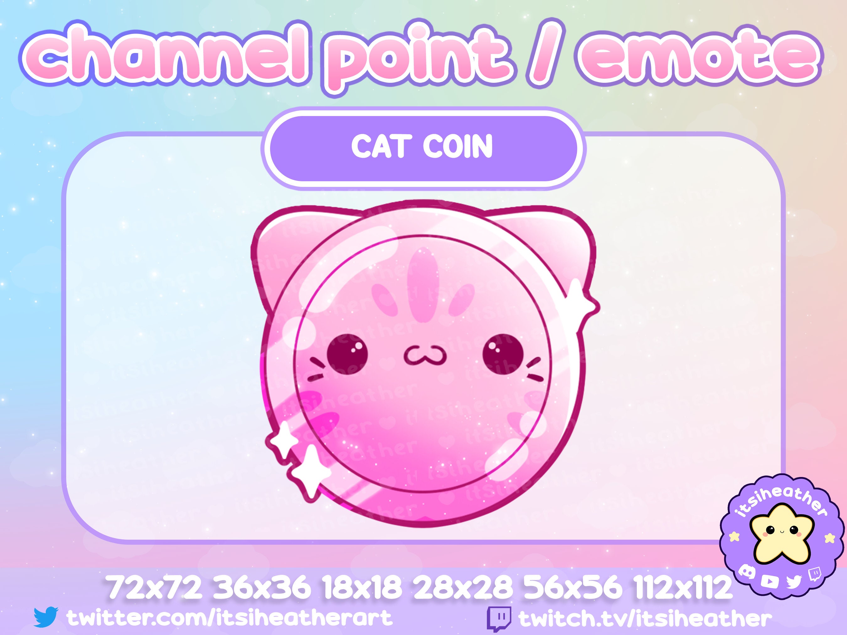 PINK Cute Kawaii Kitty Cat Sparkle Channel Point Icon / Emote for ...