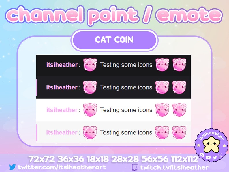 PINK Cute Kawaii Kitty Cat Sparkle Channel Point Icon / Emote for ...