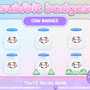 Cute Cow Milk Jar Sub/bit Badges- Twitch, Discord - Etsy