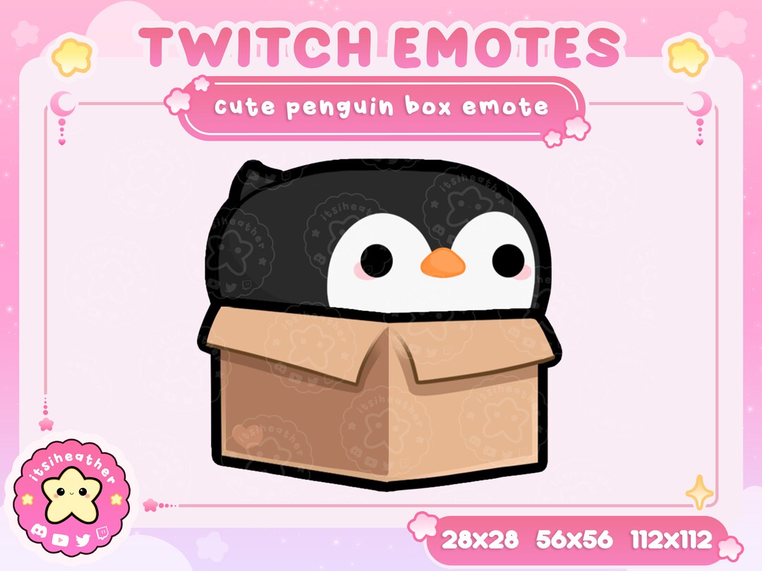 Cute Kawaii Penguin Box Emote - Twitch, Youtube, Discord Emojis - Etsy