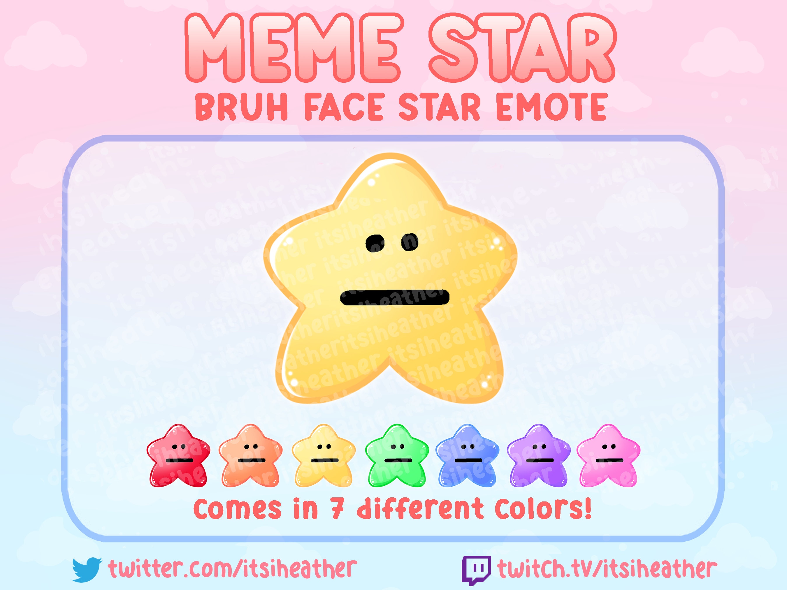 Cute Meme Star Emotes - Bruh Emote - 7 Pack - Twitch, Youtube, Discord ...