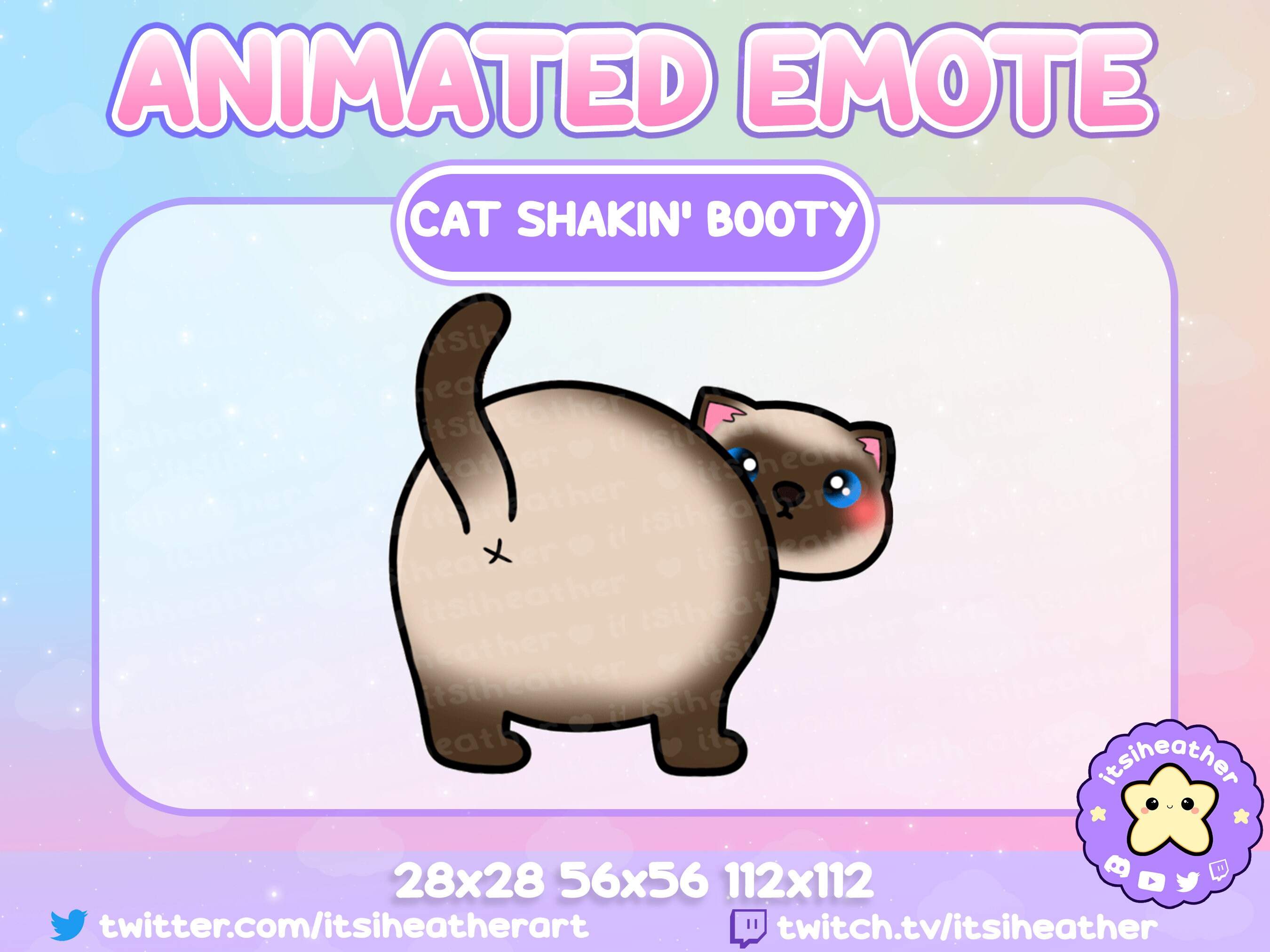 Animated Cute Shaking Booty Siamese Cat Emote - Twitch, Discord ...