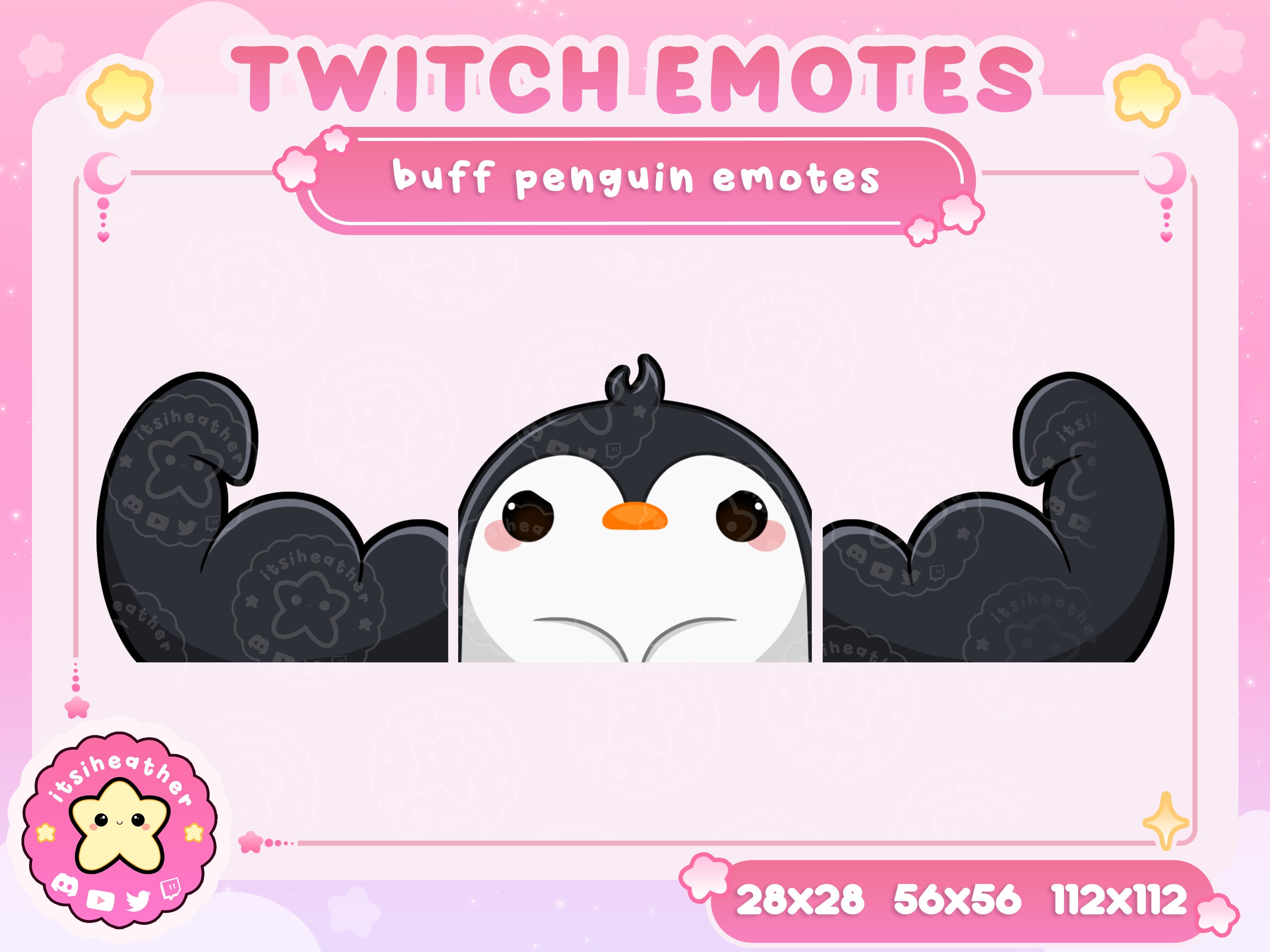 Cute Kawaii Buff Flexing Strong Penguin Emote - Twitch, Youtube ...