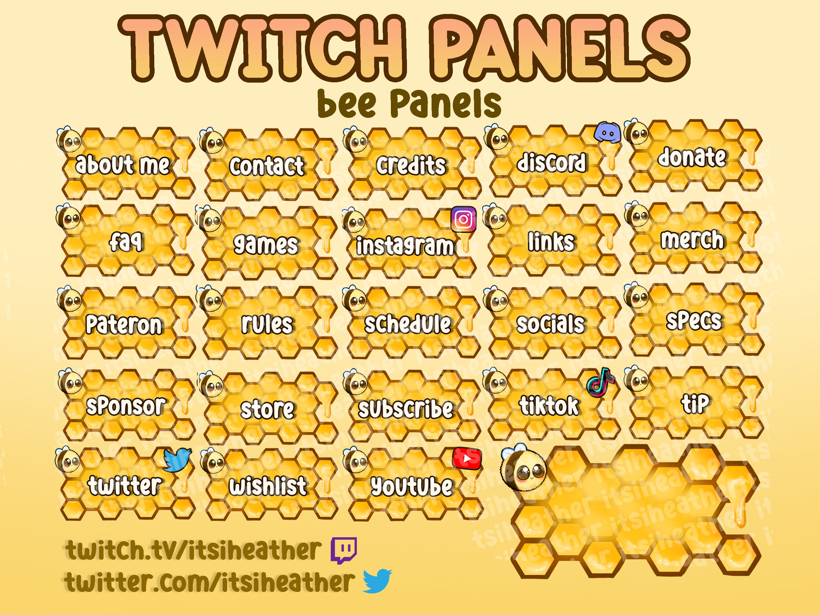 Cute Bee Panels for Twitch - Etsy