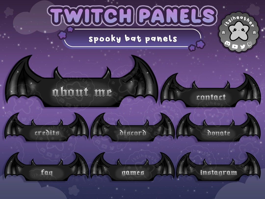 Cute Spooky Gothic Black Bat Wing Panels for Twitch - Etsy