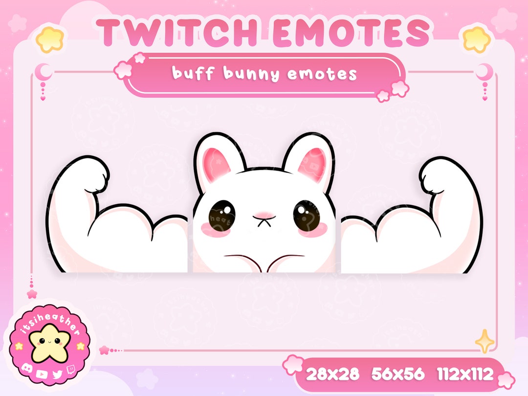 Cute Kawaii Buff Flexing Strong Bunny Emote - Twitch, Youtube, Discord ...