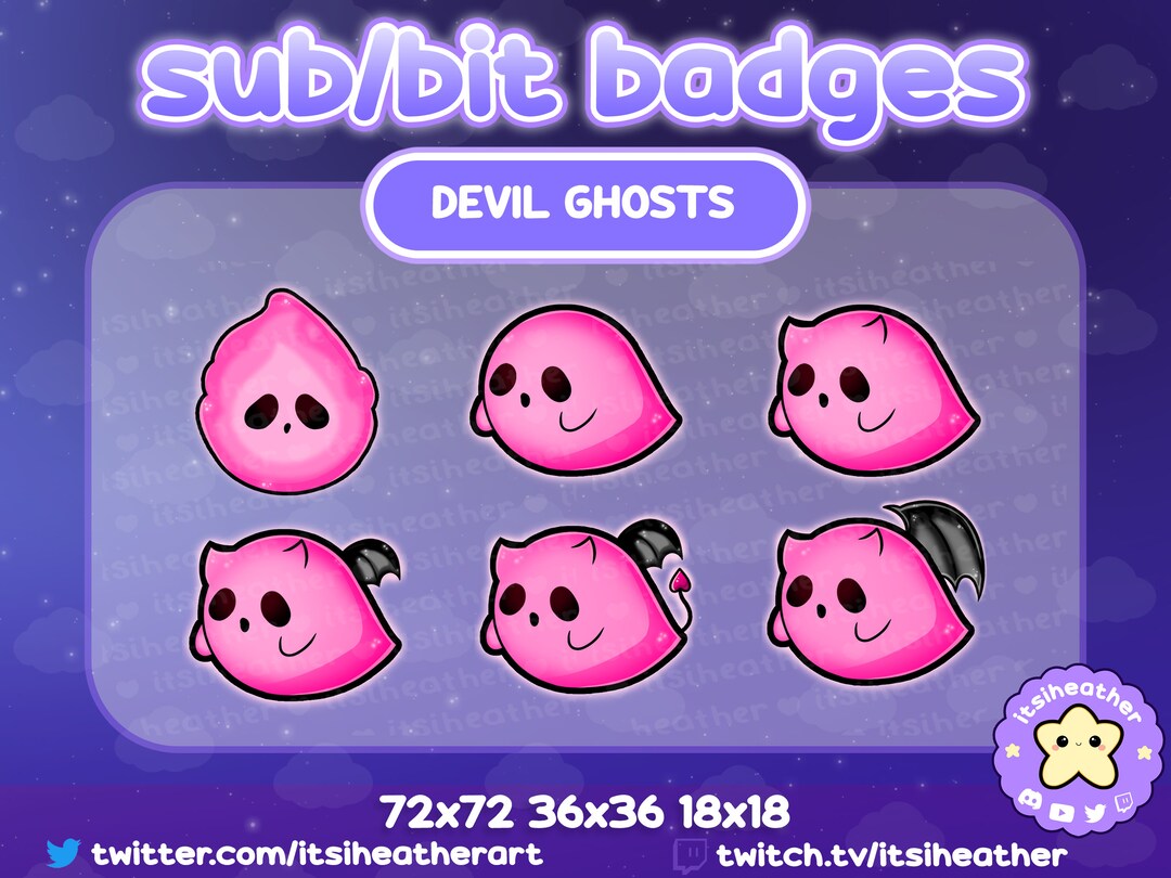Cute Pink Spooky Ghost Sub/bit Badges - Twitch, Discord, Youtube - Etsy