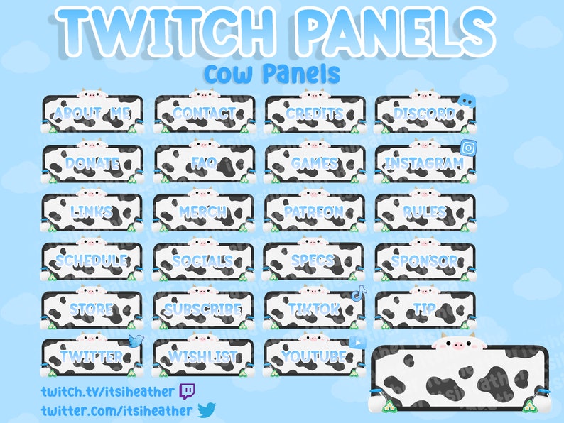 Cute Cow Twitch Overlays GIANT Bundle - 4 Scenes, 1 Overlay, 1 Webcam ...