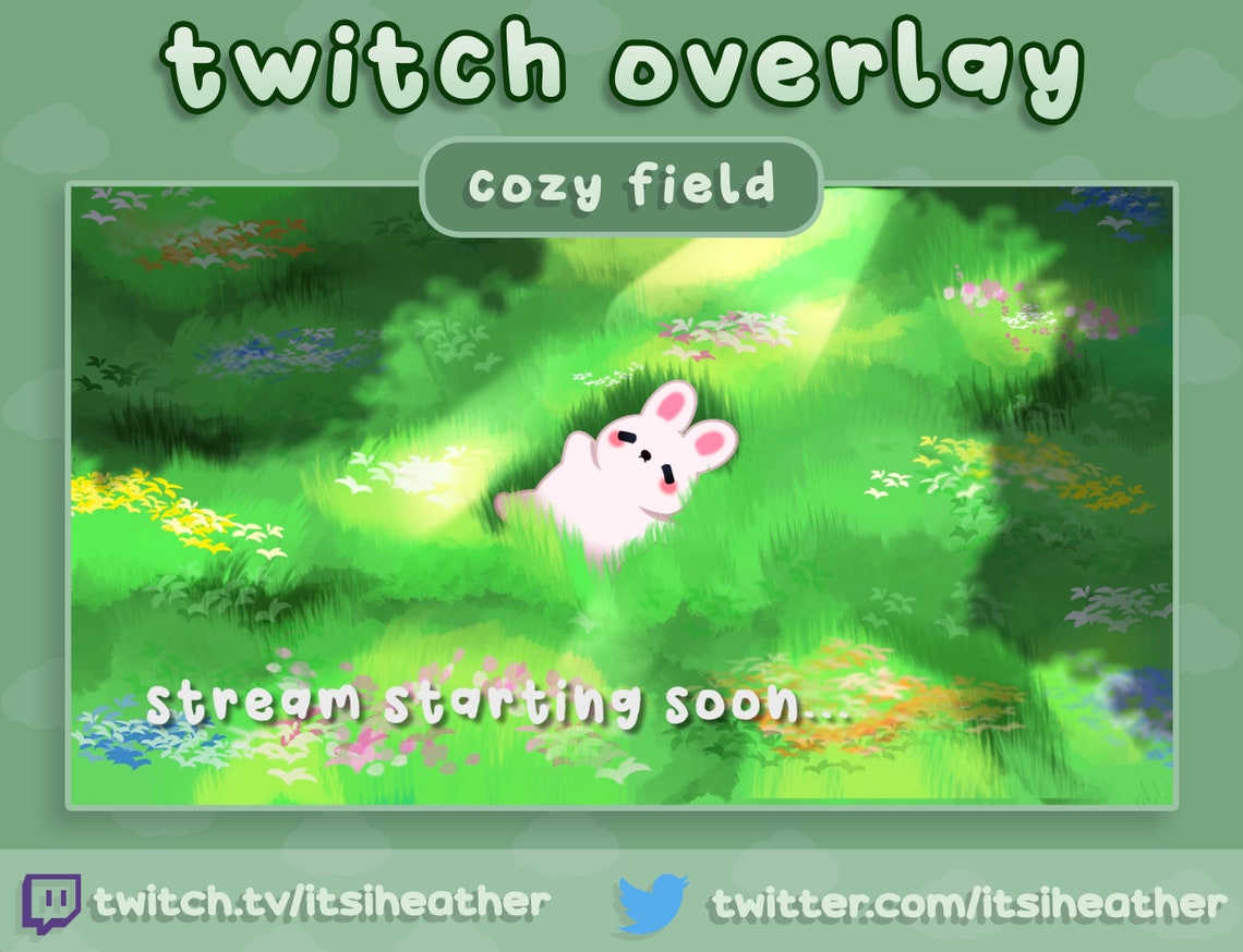 Cute Kawaii Bunny Flower Field Animated Twitch Scenes and Overlay - BRB ...
