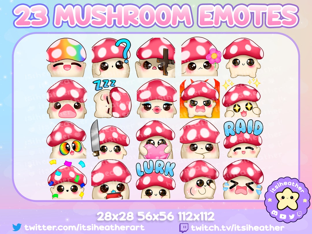 GIANT Set of 20 Cute Mushroom Emotes + 3 Animated Emotes- Twitch ...