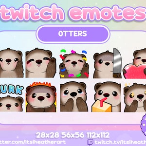 Cute Otter Emotes - 10 Pack - Twitch, Youtube, Discord Emojis - Etsy