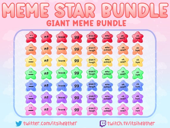 Cute Meme Star GIANT BUNDLE Meme Bundle 56 Pack Twitch - Etsy