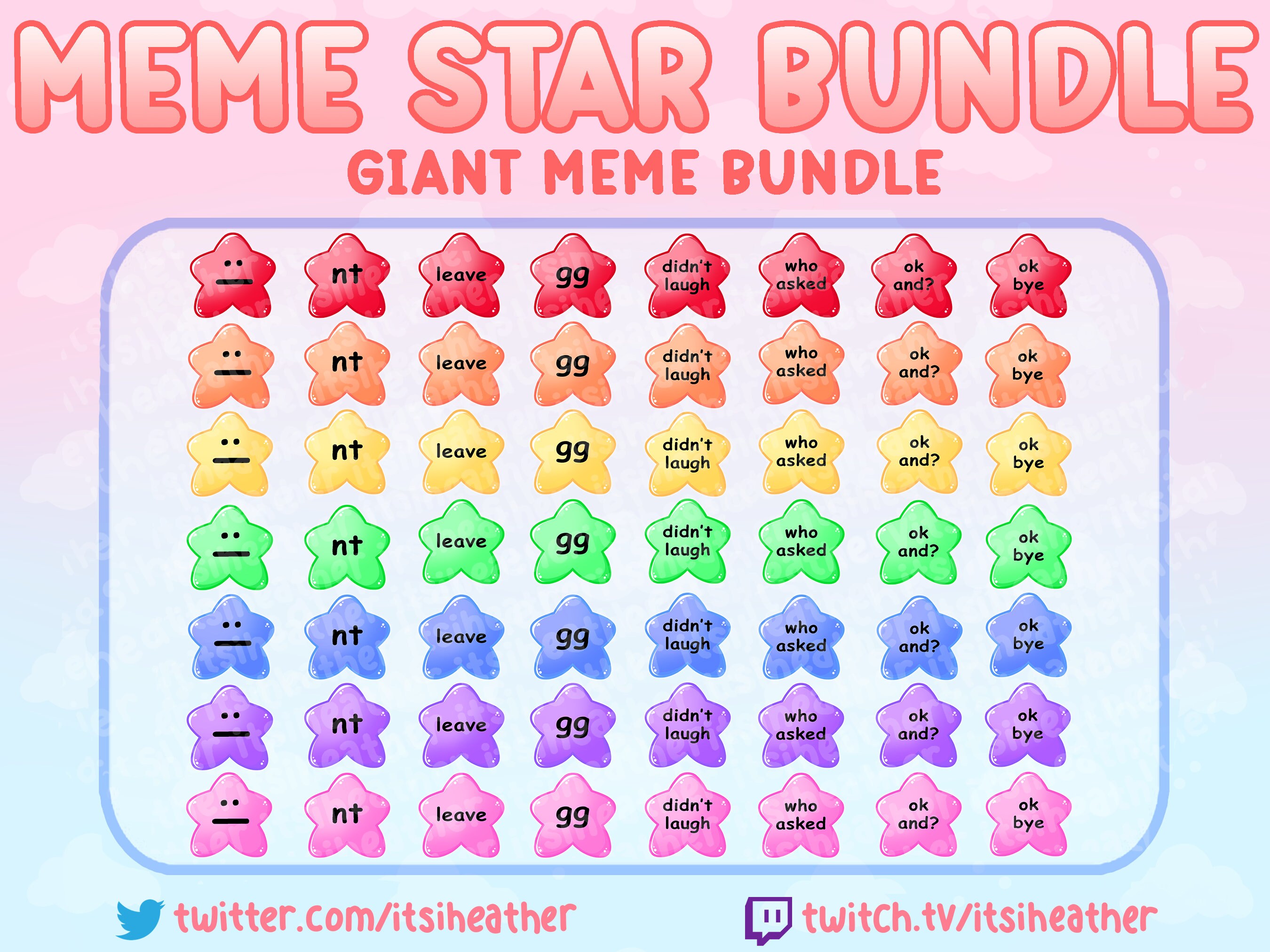 Cute Meme Star GIANT BUNDLE - Meme Bundle - 56 Pack - Twitch, Youtube ...