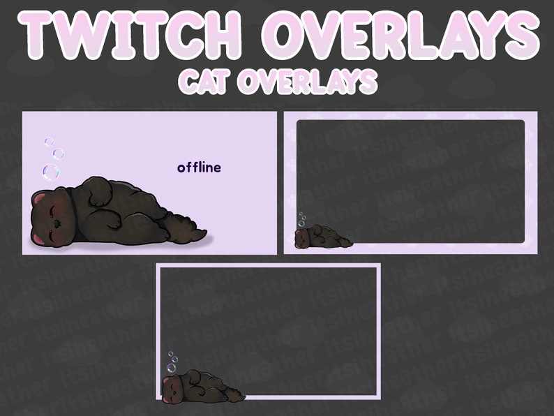 Cute Black Cat Animated Twitch Scenes and Overlay - BRB, Stream ...