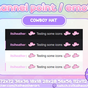 PINK Cute Sparkle Cowboy Cowgirl Country Hat Channel Point Icon / Emote ...