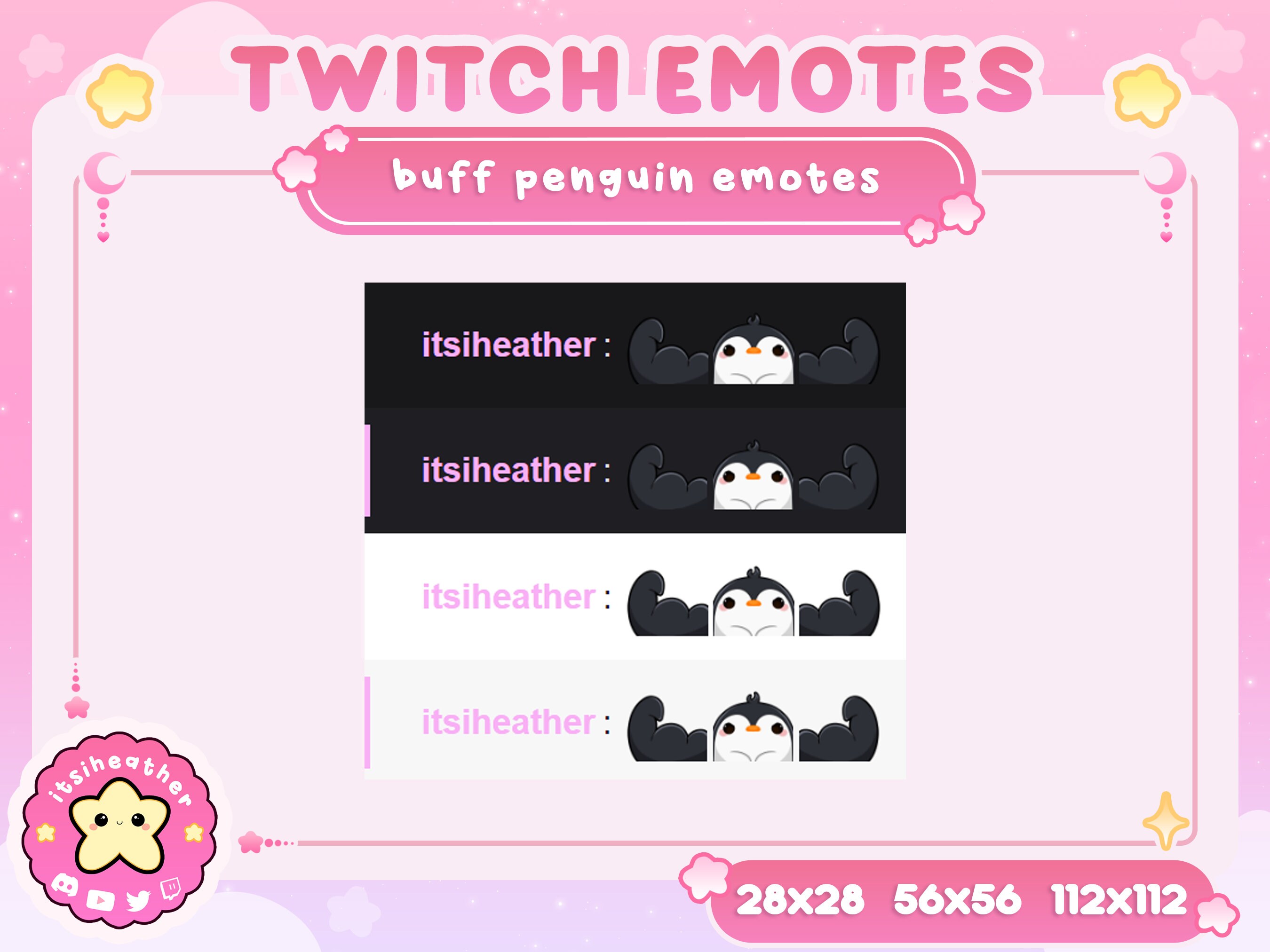 Cute Kawaii Buff Flexing Strong Penguin Emote - Twitch, Youtube ...