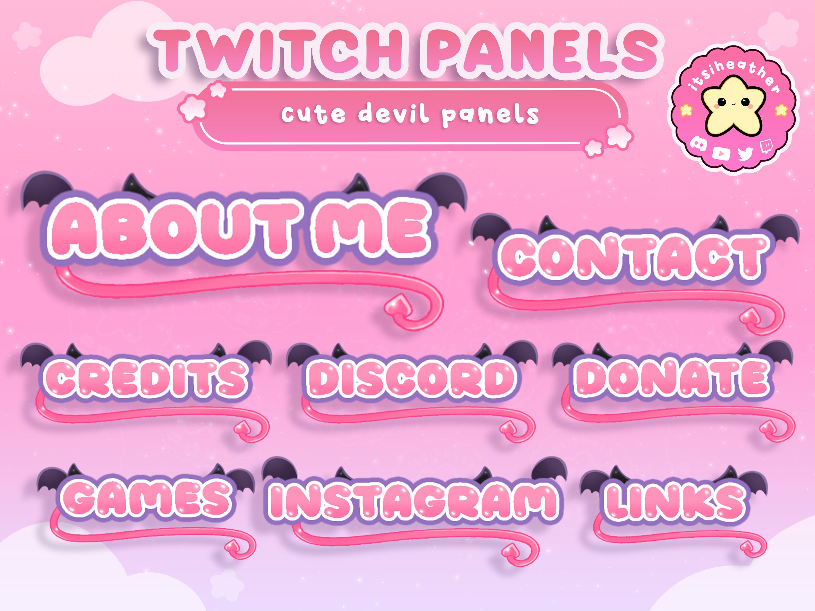 Cute Kawaii Pink Devil Bat Wing Panel for Twitch - Etsy