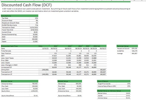 Discounted Cash Flow Calculator INSTANT Excel Download | Etsy