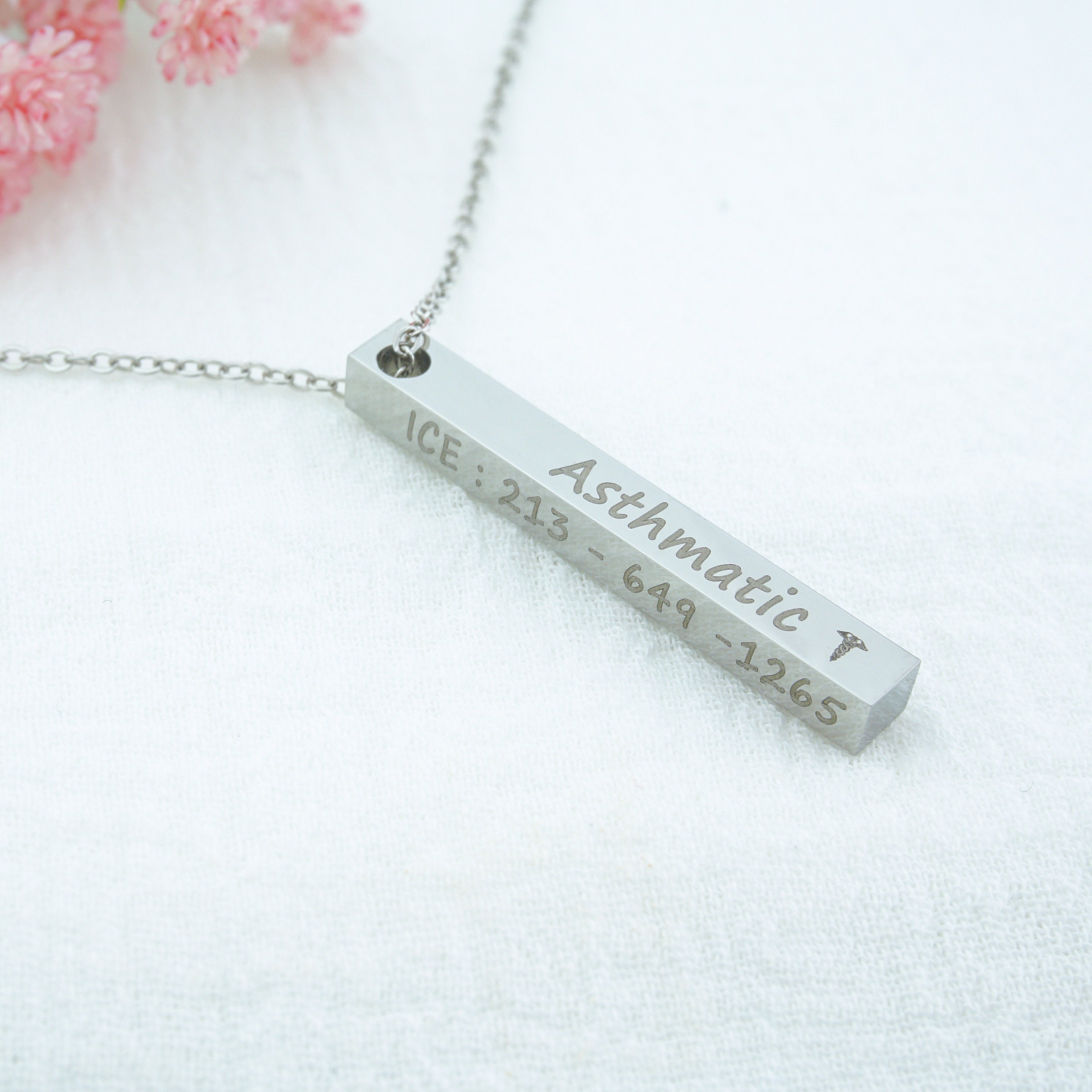 Personalized Custom Medical Id Necklace Medical Id Alert Bar Jewelry ...