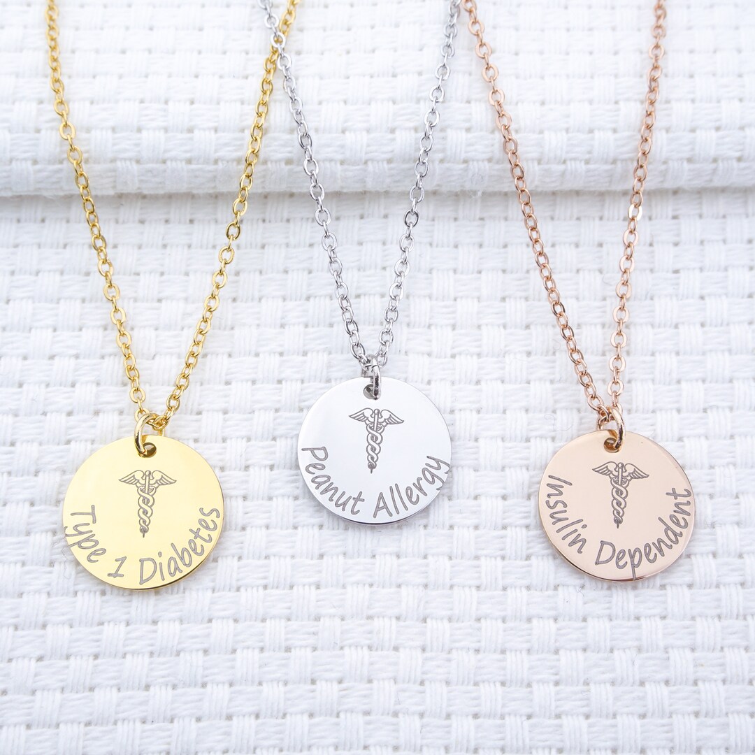 Personalized Custom Medical Id Disc Necklace Medical Id Alert Bar ...