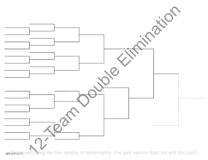 12-team Single and Double Elimination Playoff Brackets | PDF JPG and Hi ...