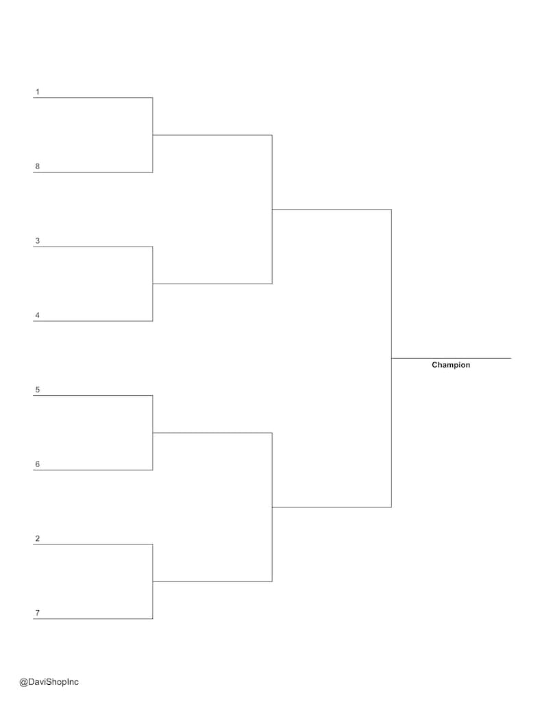 8-team Single and Double Elimination Playoff Brackets | PDF JPG and Hi ...