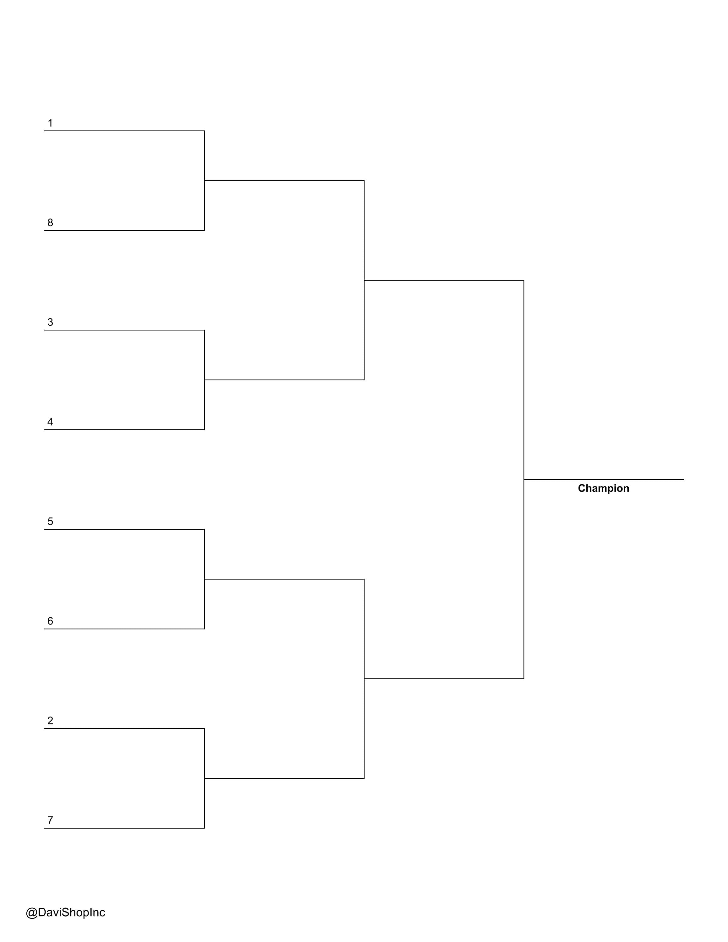 8-team Single and Double Elimination Playoff Brackets | PDF JPG and Hi ...