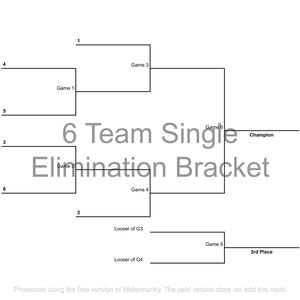 6-team Single and Double Elimination Playoff Brackets | PDF JPG and Hi ...