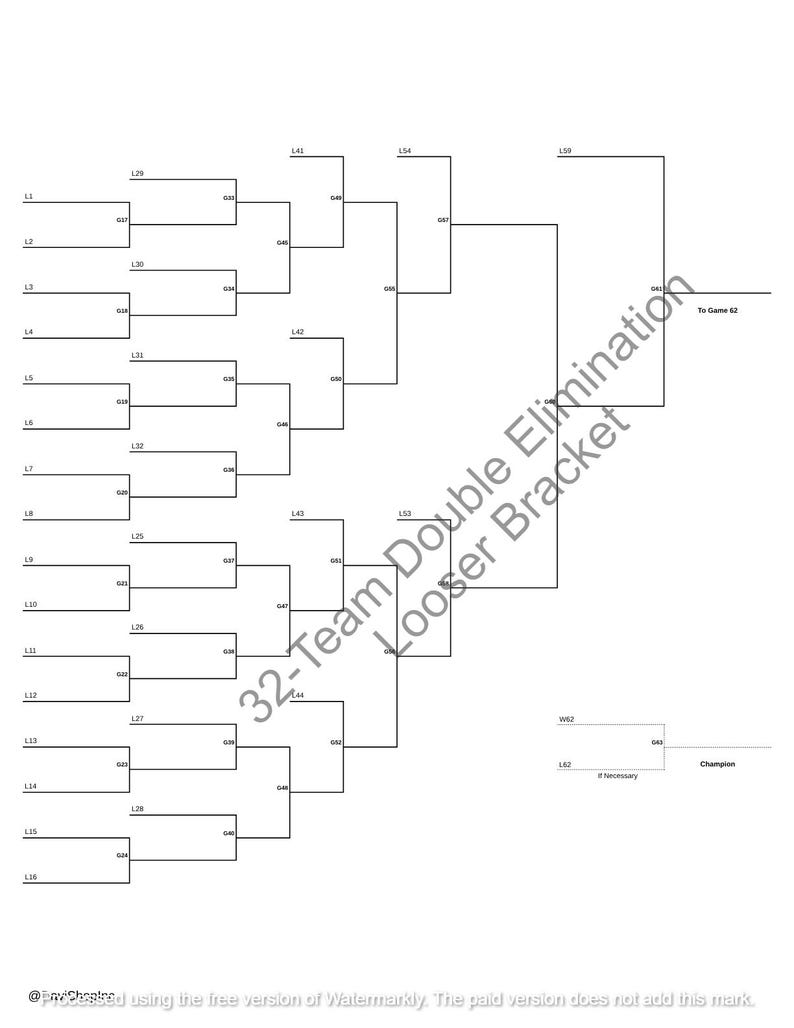 32-team Single and Double Elimination Playoff Brackets | PDF JPG and Hi ...