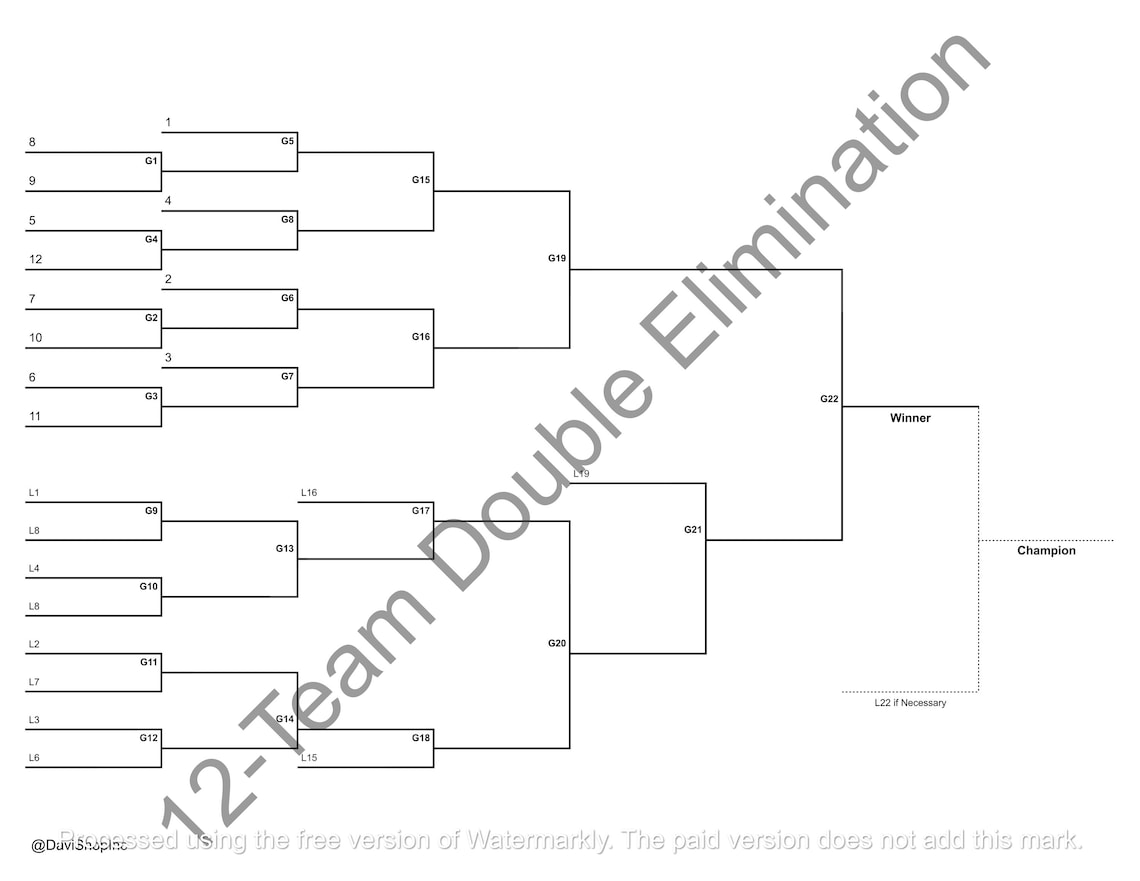 12-team Single and Double Elimination Playoff Brackets | PDF JPG and Hi ...
