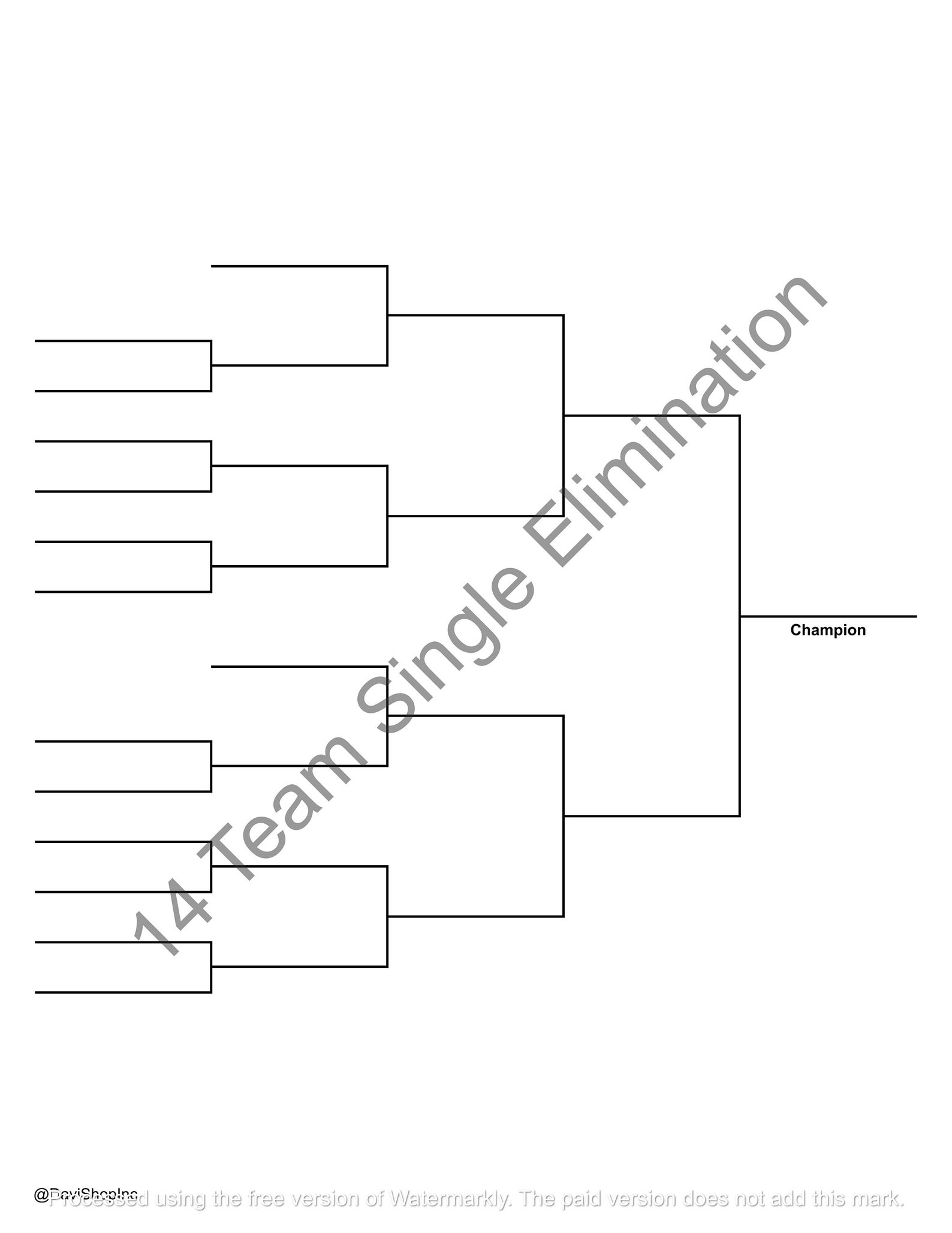 14-team Single and Double Elimination Playoff Brackets | PDF JPG and Hi ...