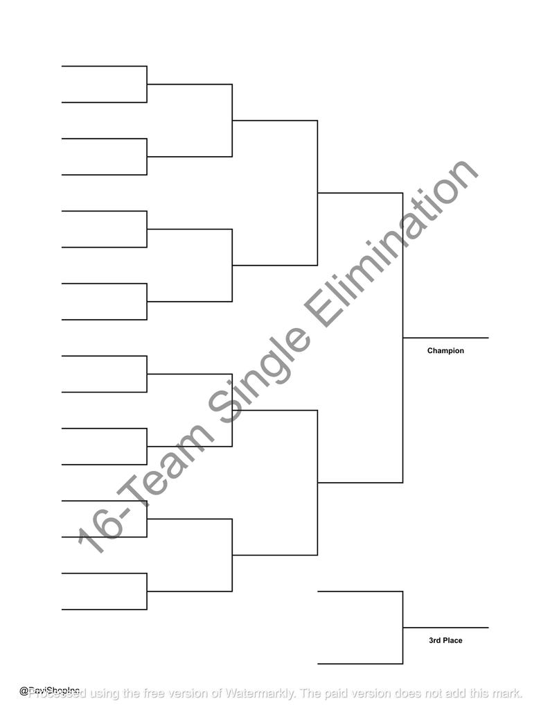 16-team Single and Double Elimination Playoff Brackets | PDF JPG and Hi ...