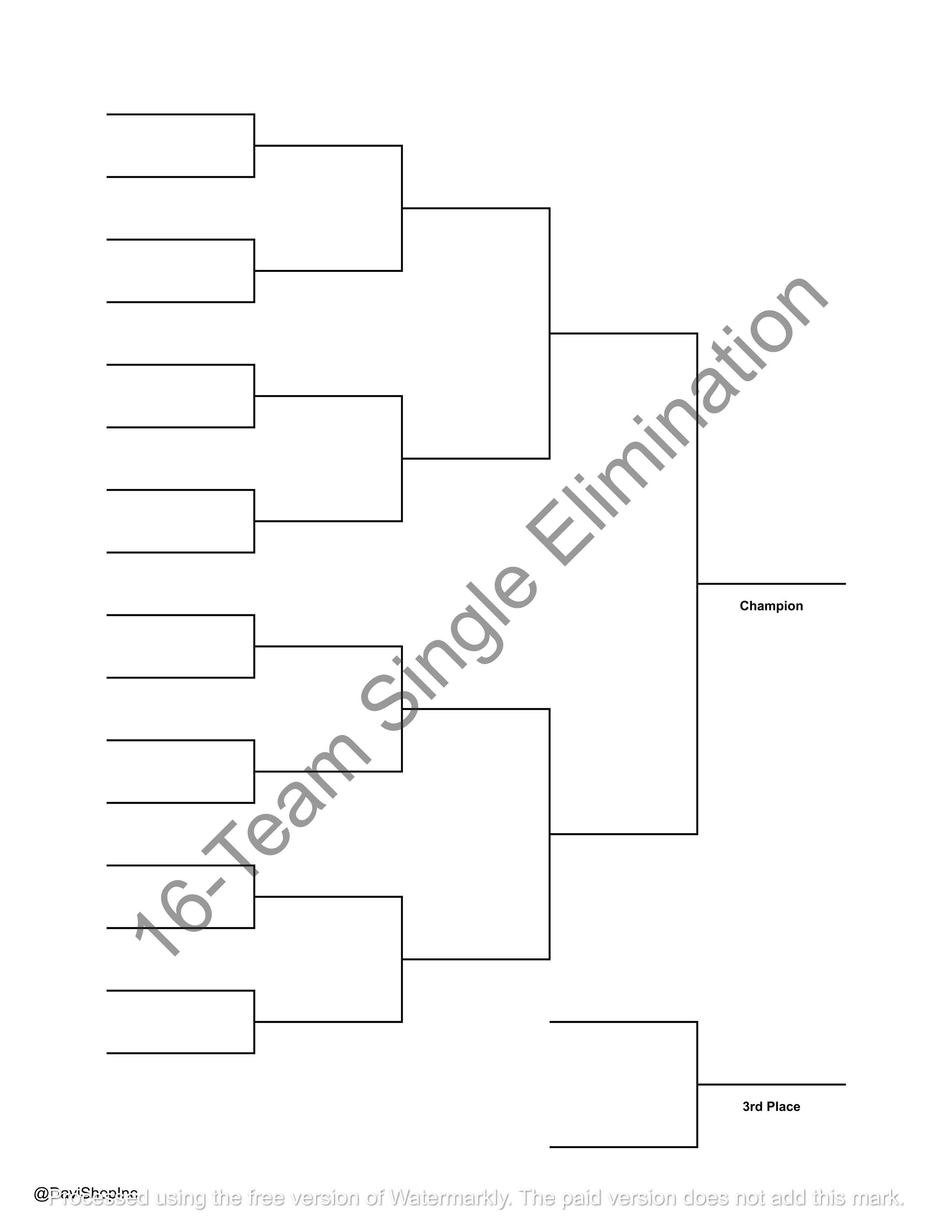 16-team Single and Double Elimination Playoff Brackets | PDF JPG and Hi ...
