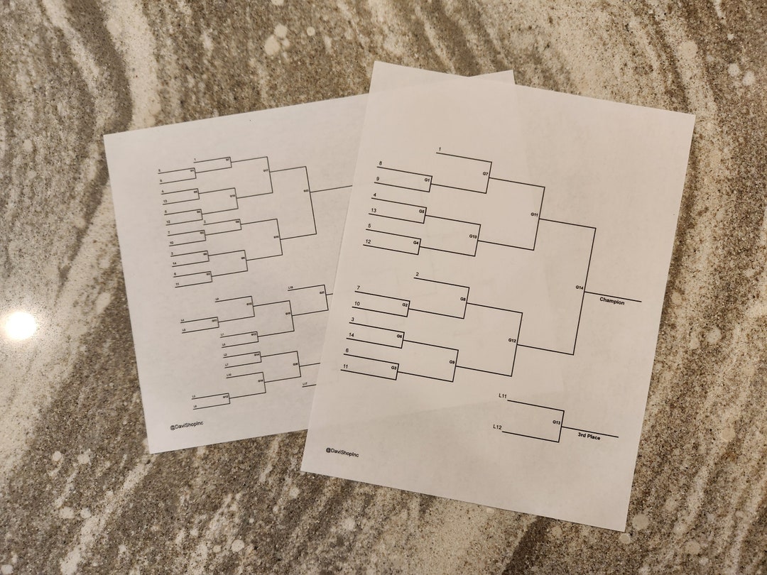 14-team Single and Double Elimination Playoff Brackets | PDF JPG and Hi ...