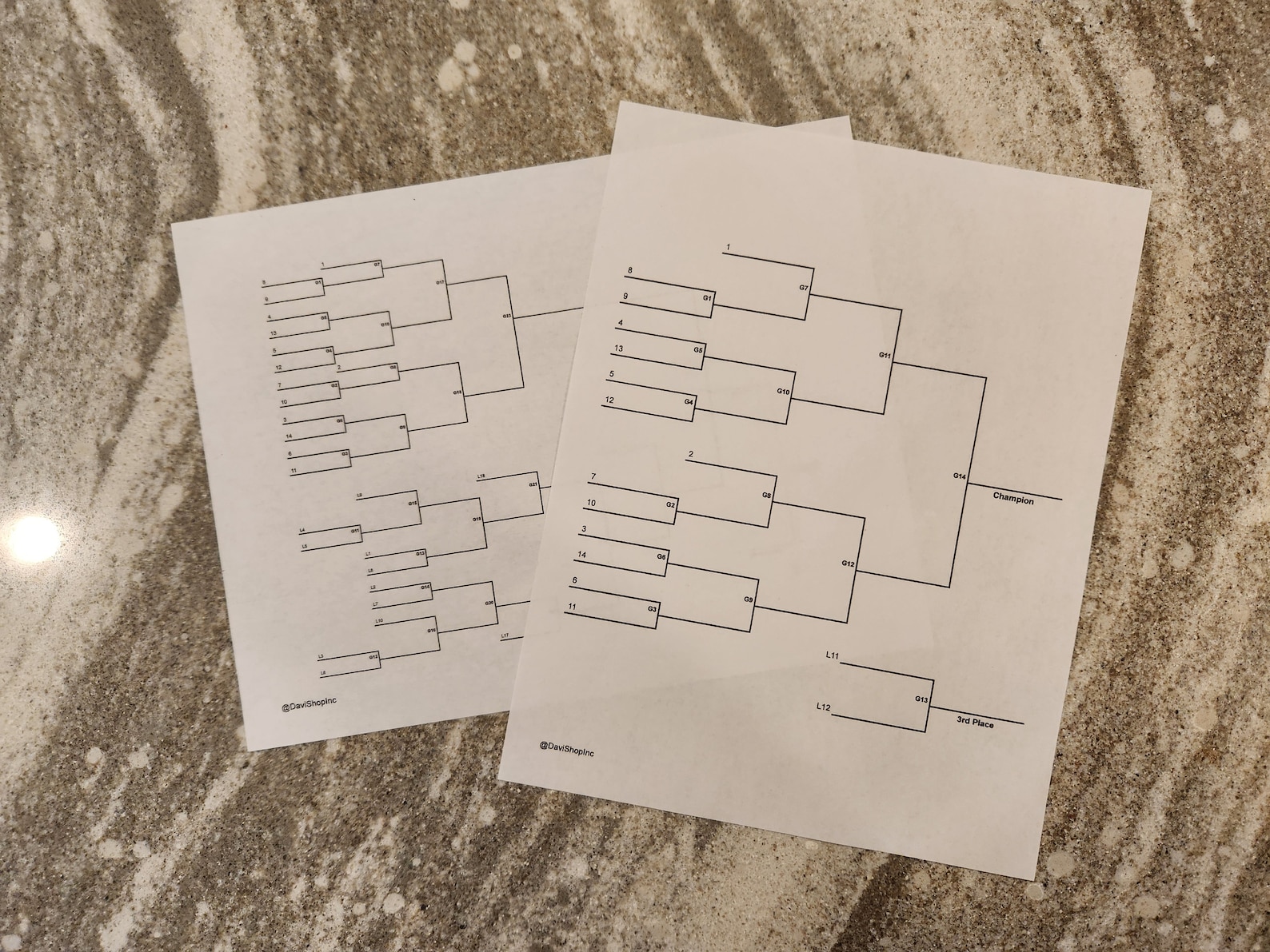 14-team Single and Double Elimination Playoff Brackets | PDF JPG and Hi ...