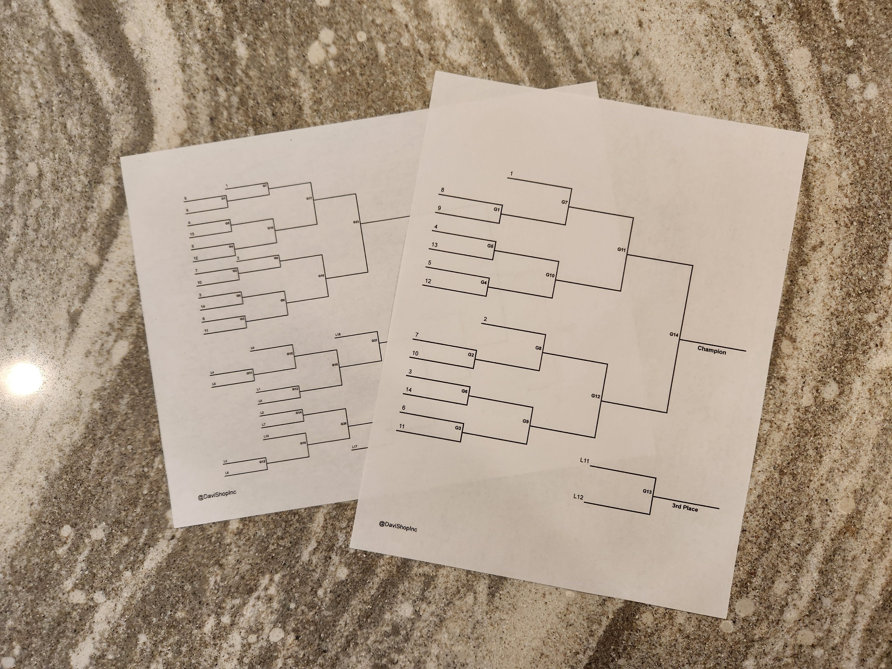 14-team Single and Double Elimination Playoff Brackets | PDF JPG and Hi ...