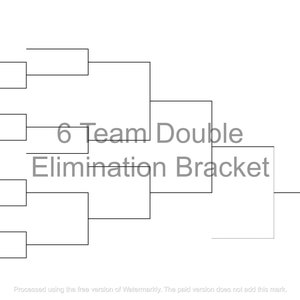 6-team Single and Double Elimination Playoff Brackets | PDF JPG and Hi ...