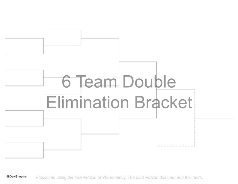 6-team Single and Double Elimination Playoff Brackets | PDF JPG and Hi ...