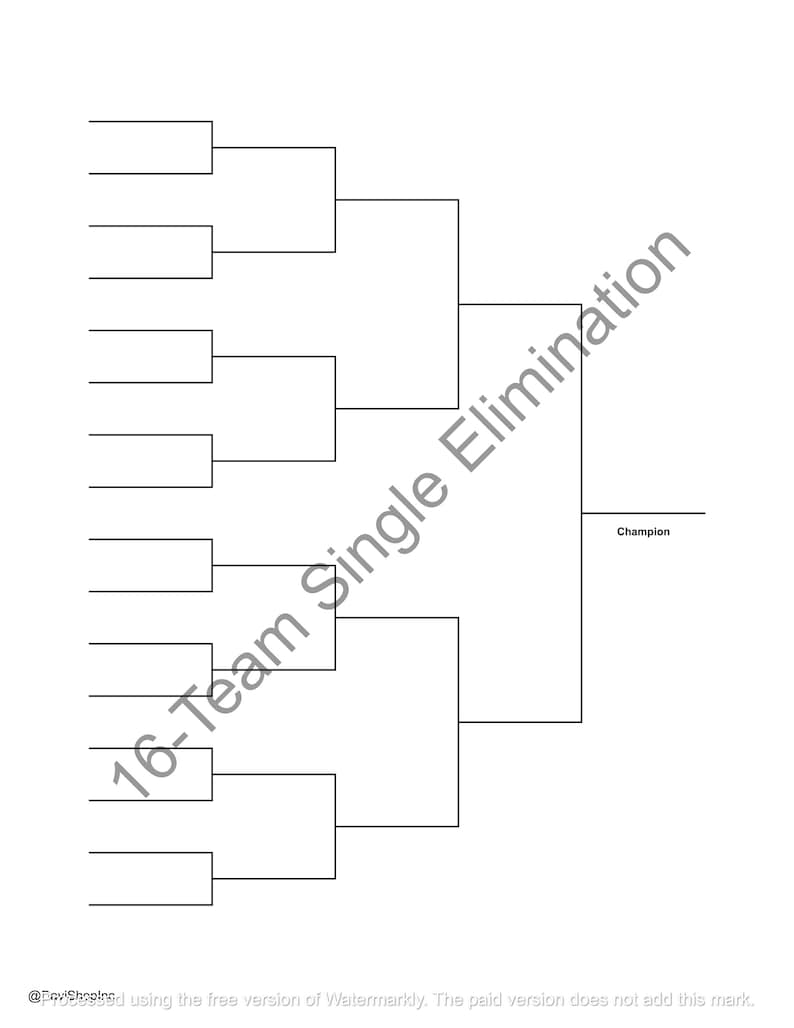 16-team Single and Double Elimination Playoff Brackets | PDF JPG and Hi ...