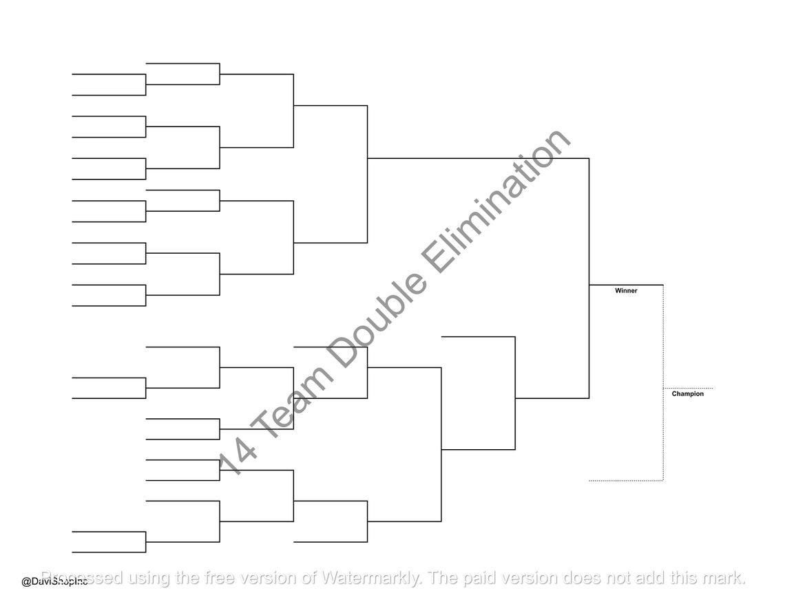 14-team Single and Double Elimination Playoff Brackets | PDF JPG and Hi ...