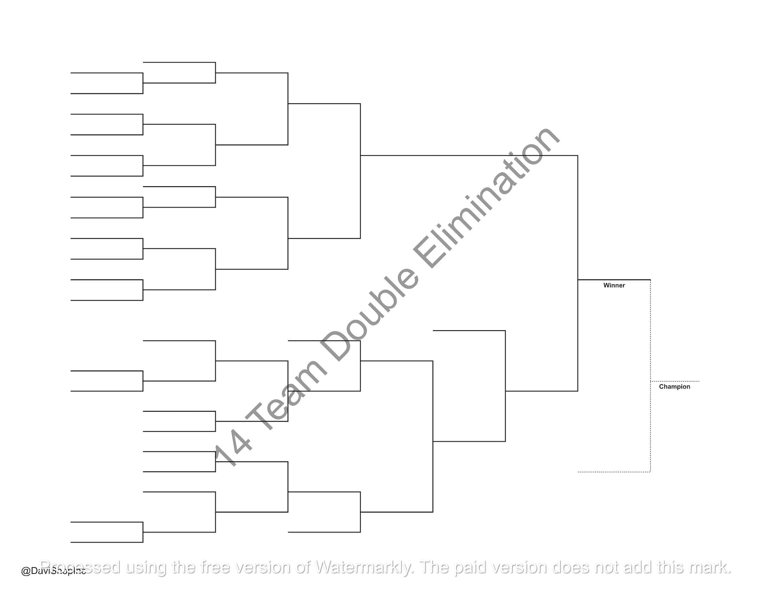 14-team Single and Double Elimination Playoff Brackets | PDF JPG and Hi ...
