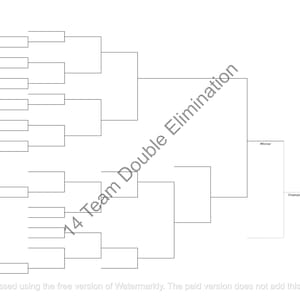 14-team Single and Double Elimination Playoff Brackets | PDF JPG and Hi ...