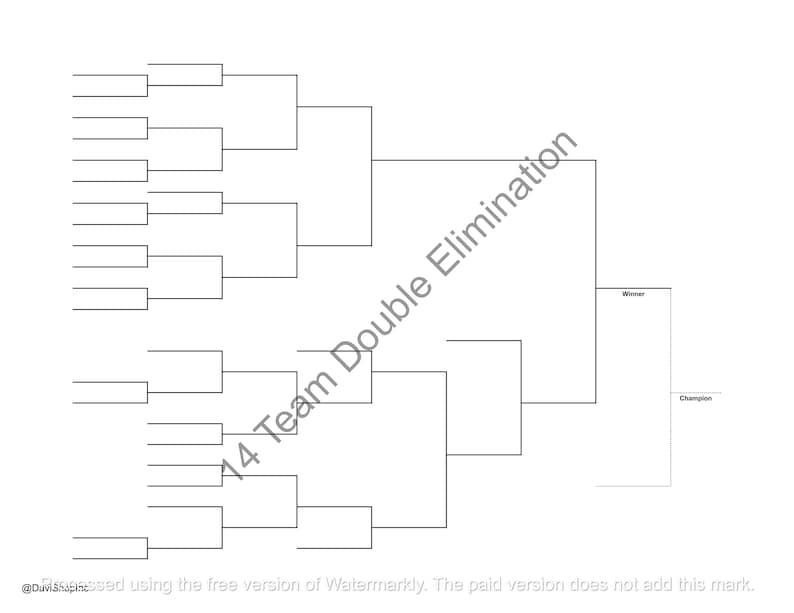14-team Single and Double Elimination Playoff Brackets | PDF JPG and Hi ...