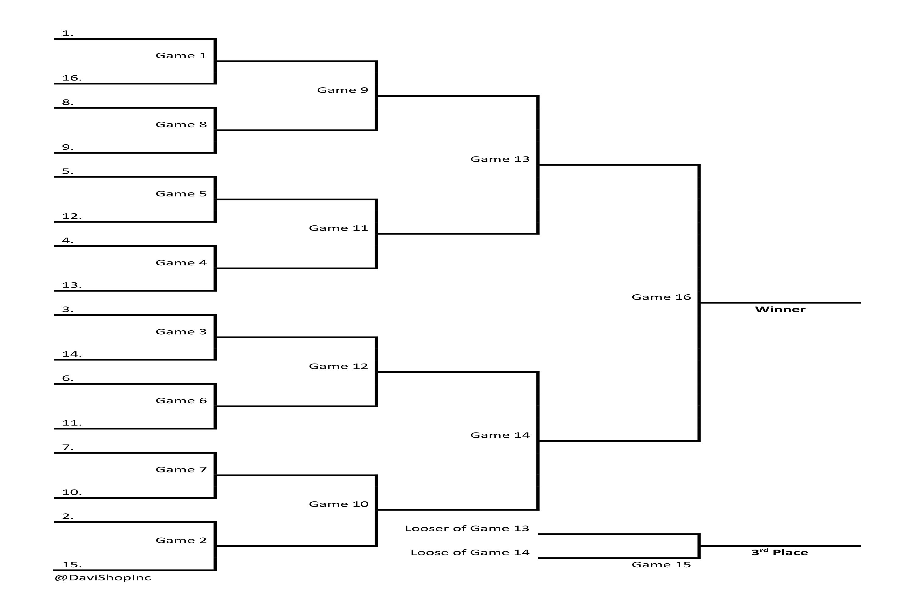 16 team Single Elimination Playoff Brackets Etsy